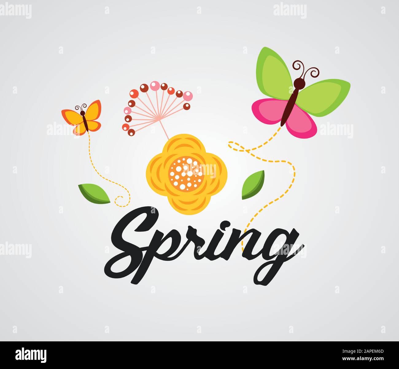 hello spring poster with flowers and butterflies Stock Vector Image ...