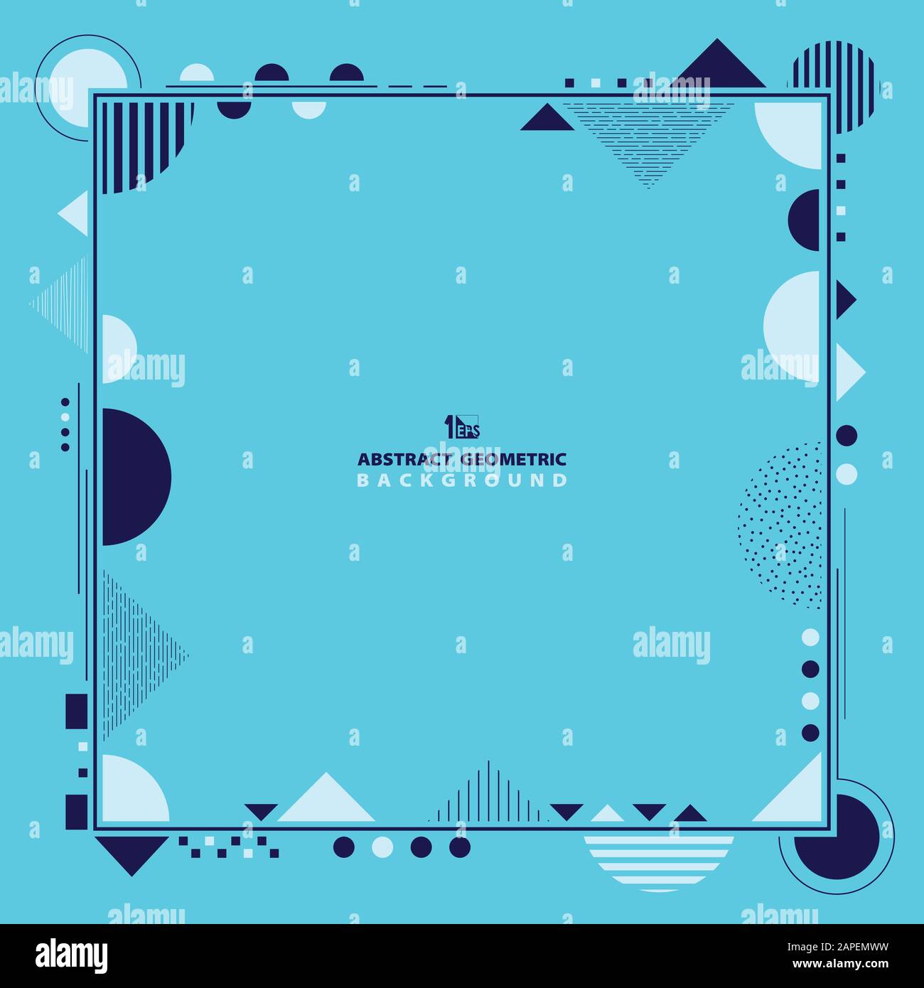 Abstract blue and white colors decorative of geometric pattern frame ...