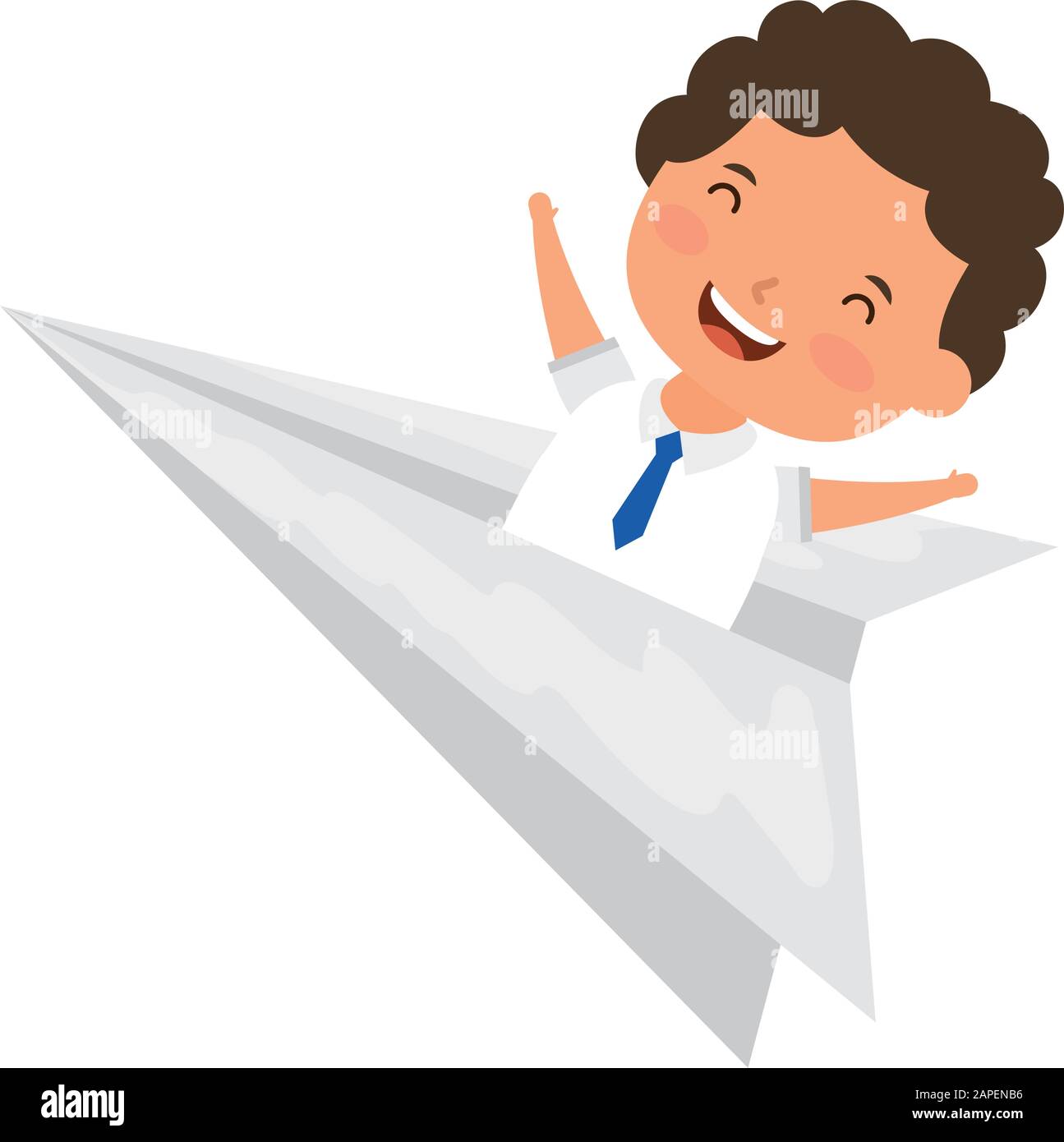 cute little student boy in paper airplane Stock Vector Image & Art - Alamy
