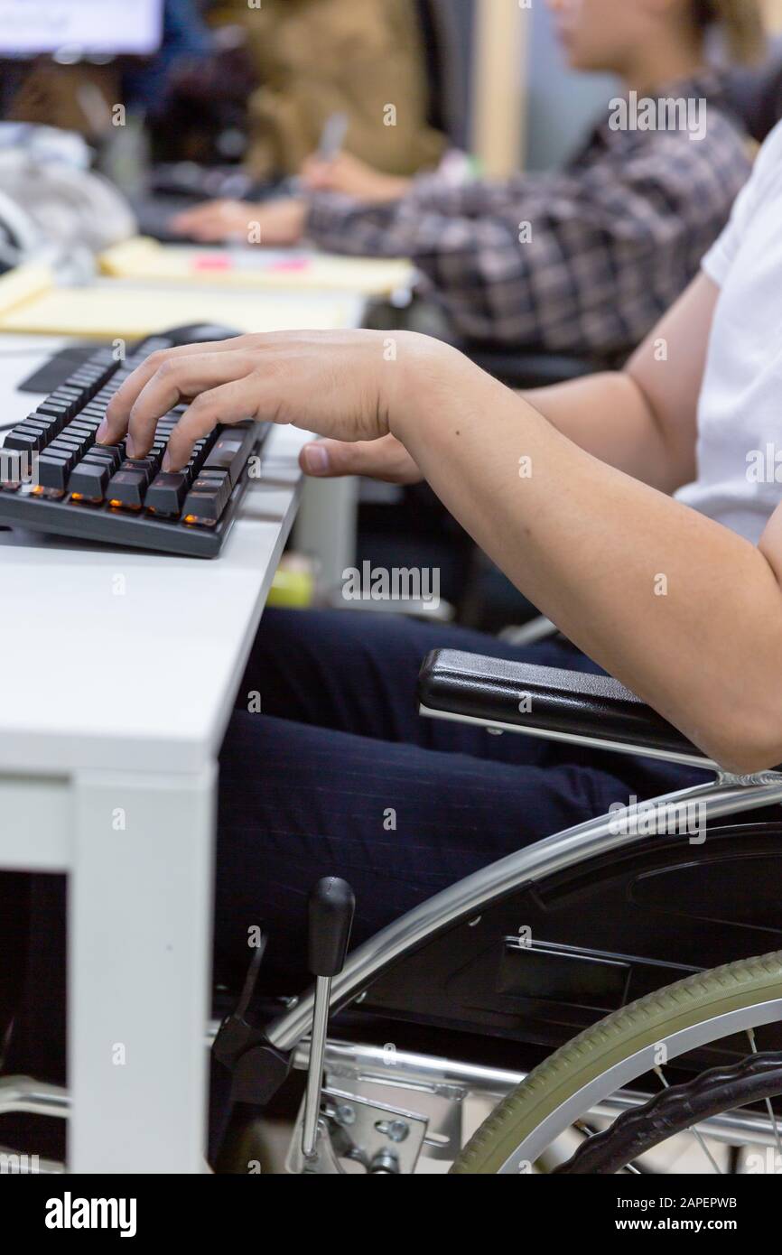 Disabled handicapped man sitting on wheelchair 054 Stock Photo - Alamy