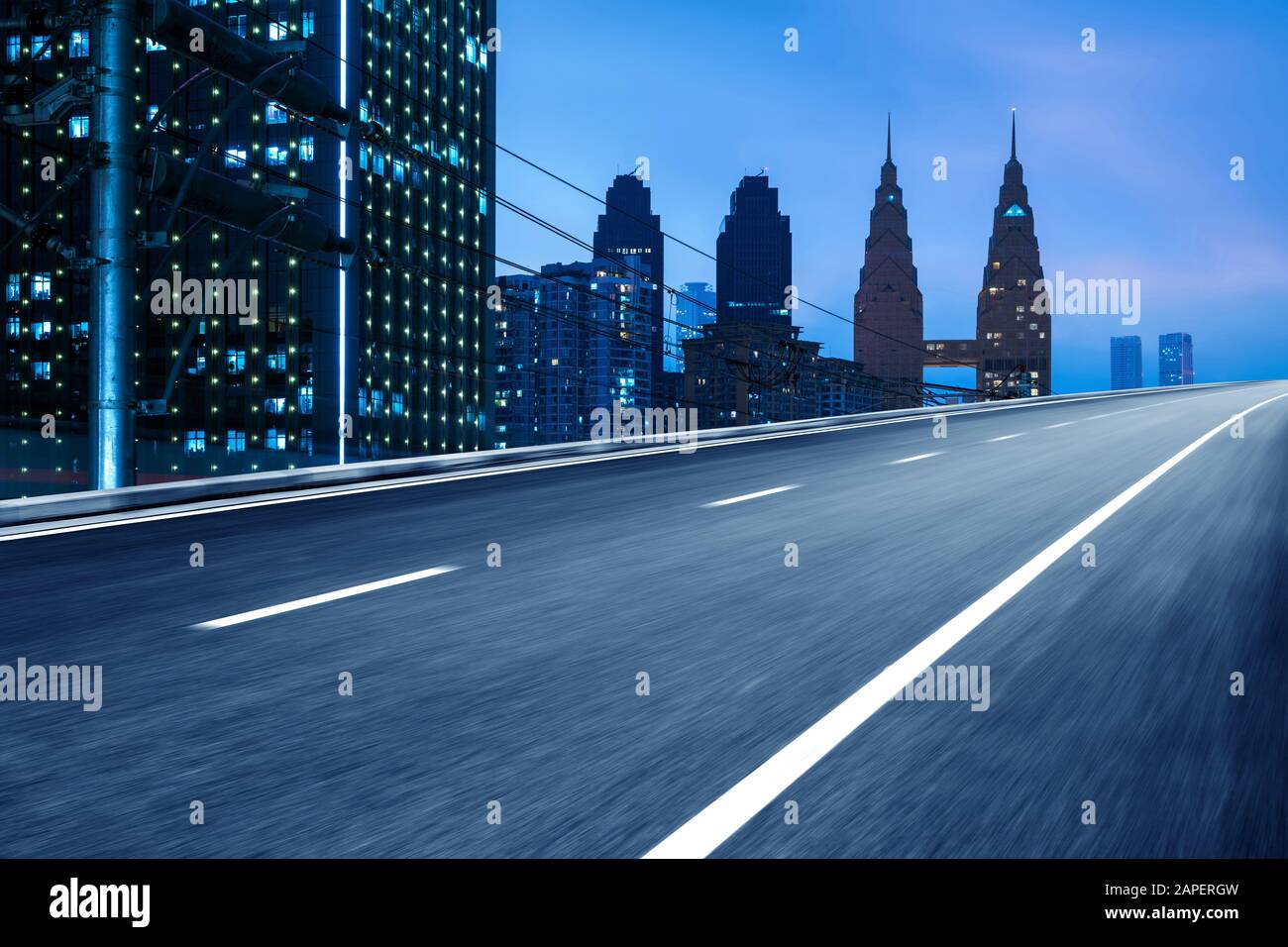 Clean highway leading to the city's financial district Stock Photo - Alamy