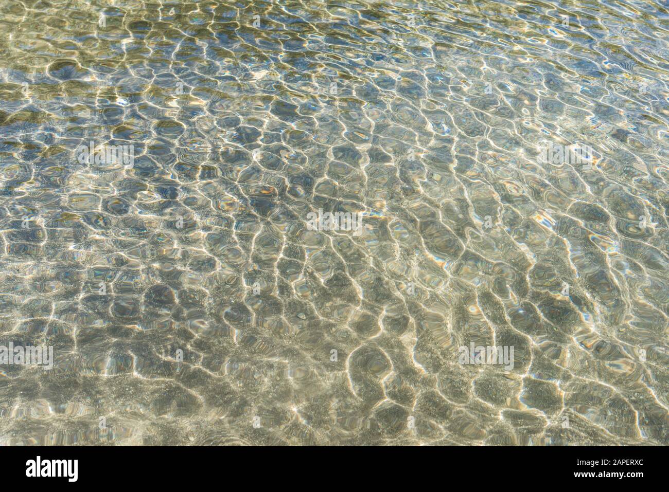 Transparent water surface and sand on the lake bottom Stock Photo - Alamy