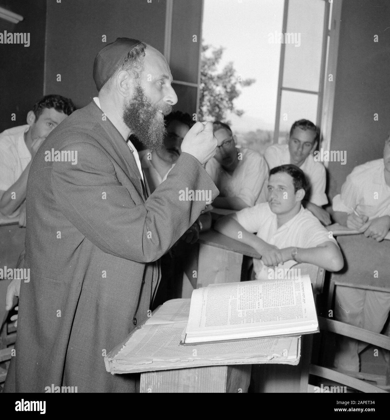 Israel: Kfar Hassidim (Hasidim) Description: Meeting in a Yesjiva ...
