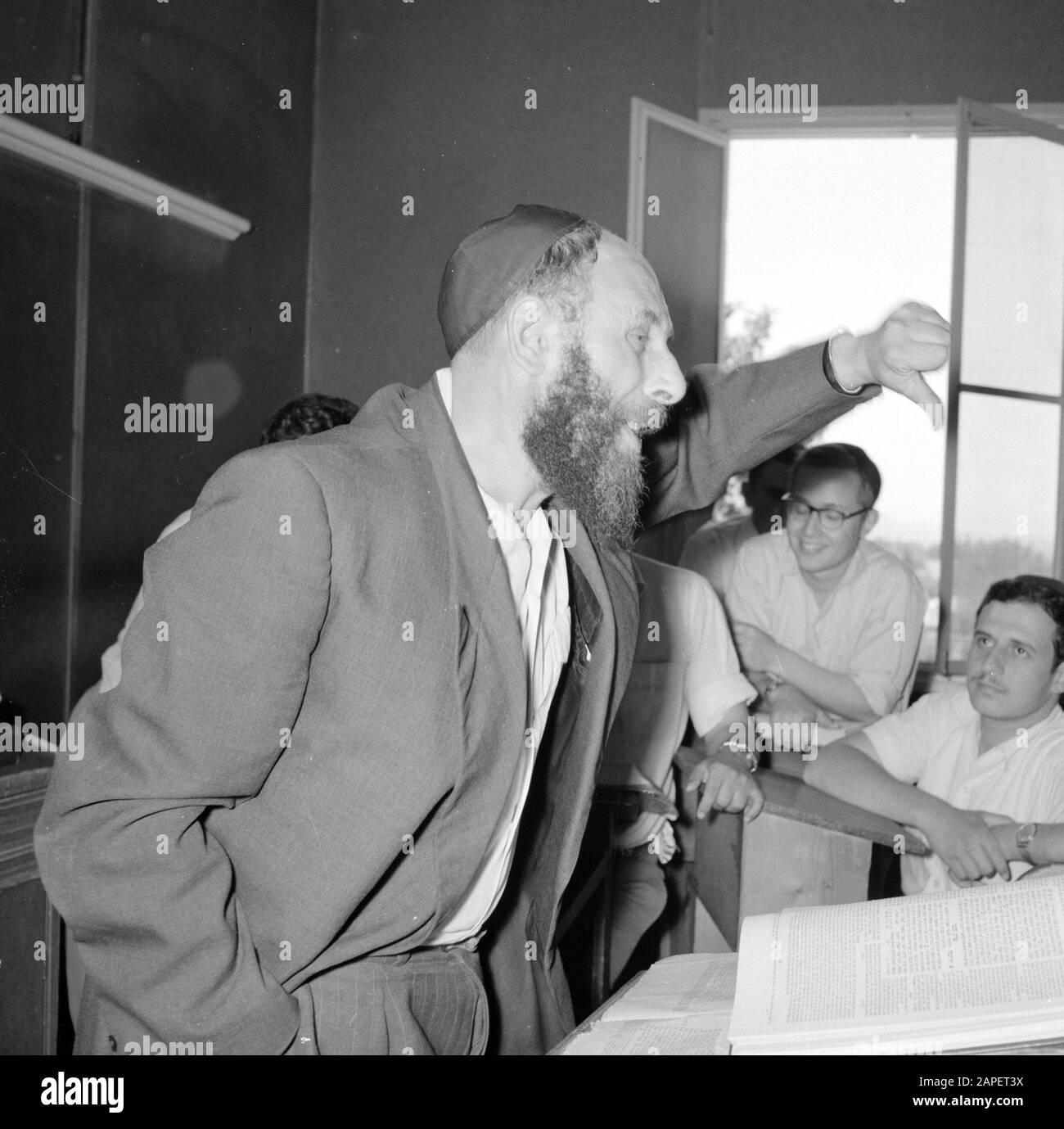 Israel: Kfar Hassidim (Hasidim) Description: Meeting in a Yesjiva ...