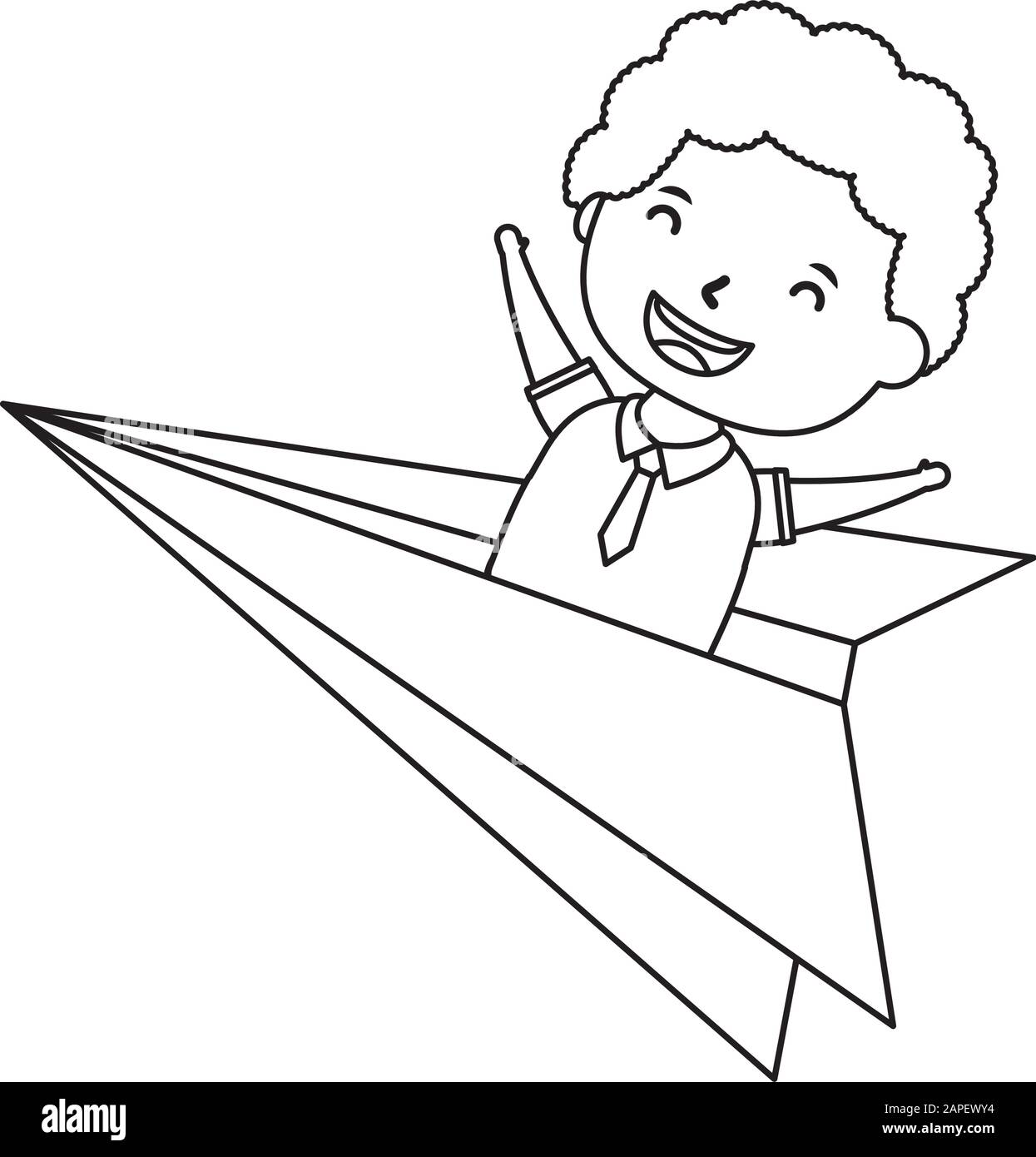 cute little student boy in paper airplane Stock Vector Image & Art - Alamy