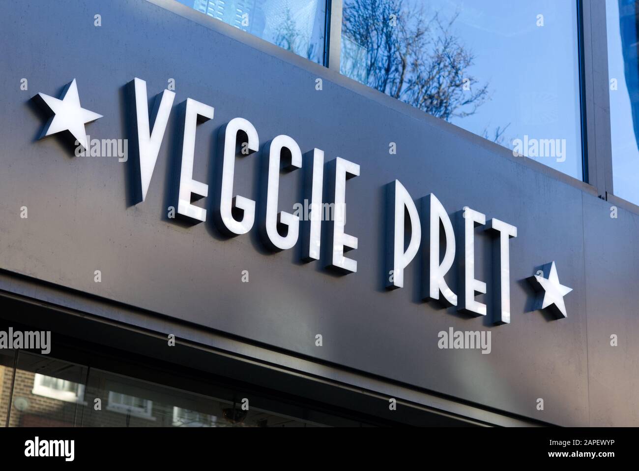 Veggie Pret, sign Stock Photo - Alamy