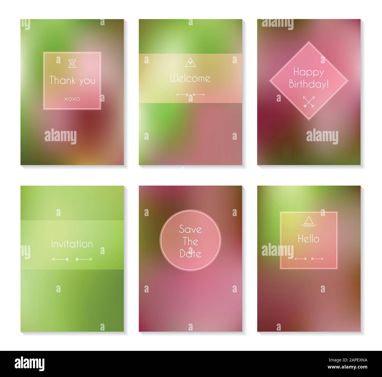 Set of vector card templates or brochures with blurred background Stock ...