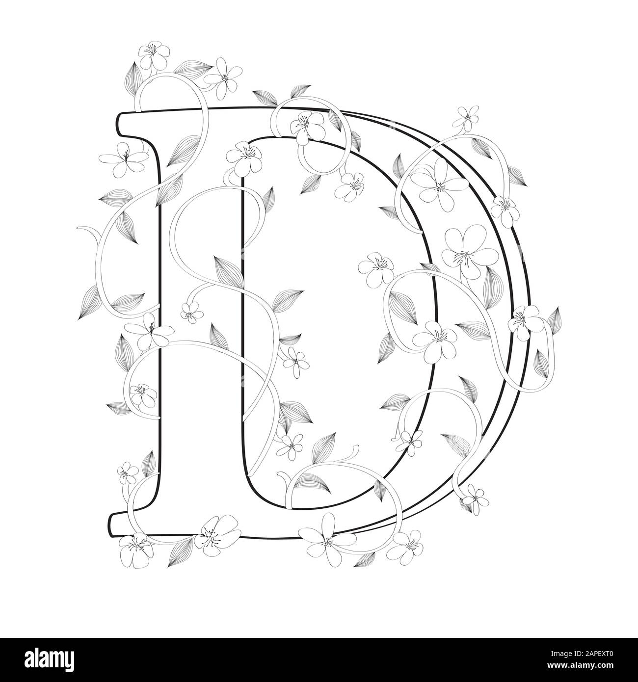 Letter D floral sketch over white background Stock Vector Image & Art ...