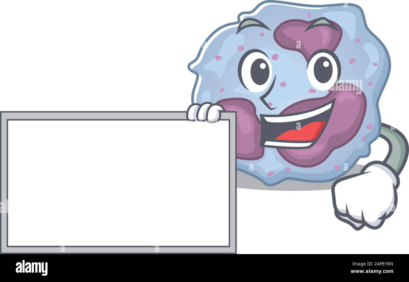 Funny leukocyte cell cartoon character design style with board Stock ...