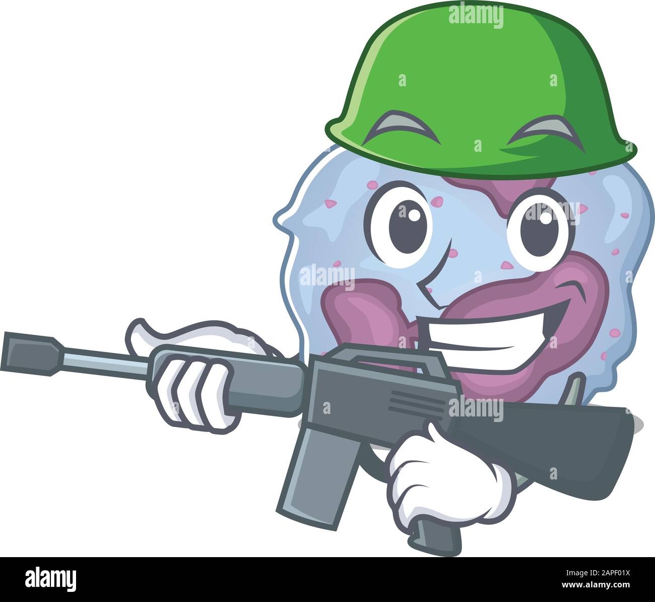 A cartoon design of leukocyte cell Army with machine gun Stock Vector ...