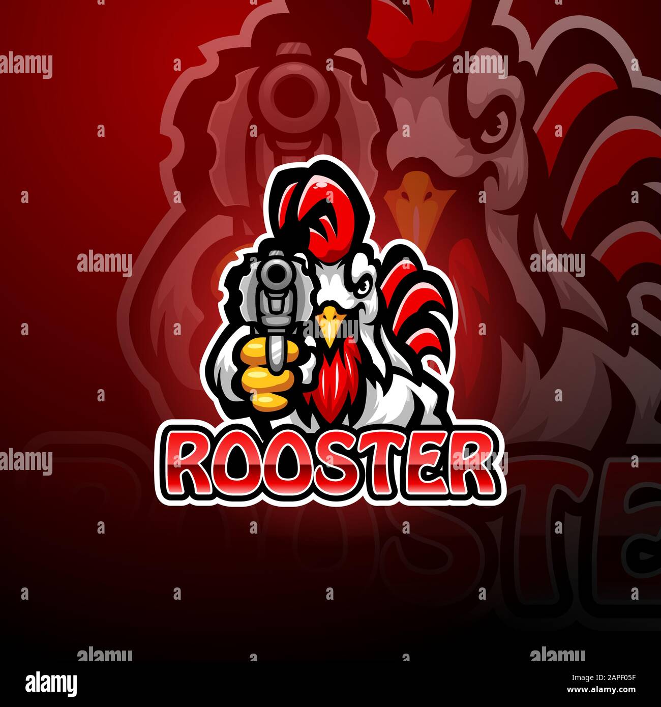 Rooster gunners mascot logo design Stock Vector Image & Art - Alamy