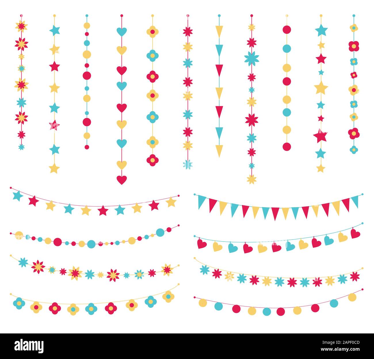 Vector set of festive buntings, flags and garlands Stock Vector Image ...