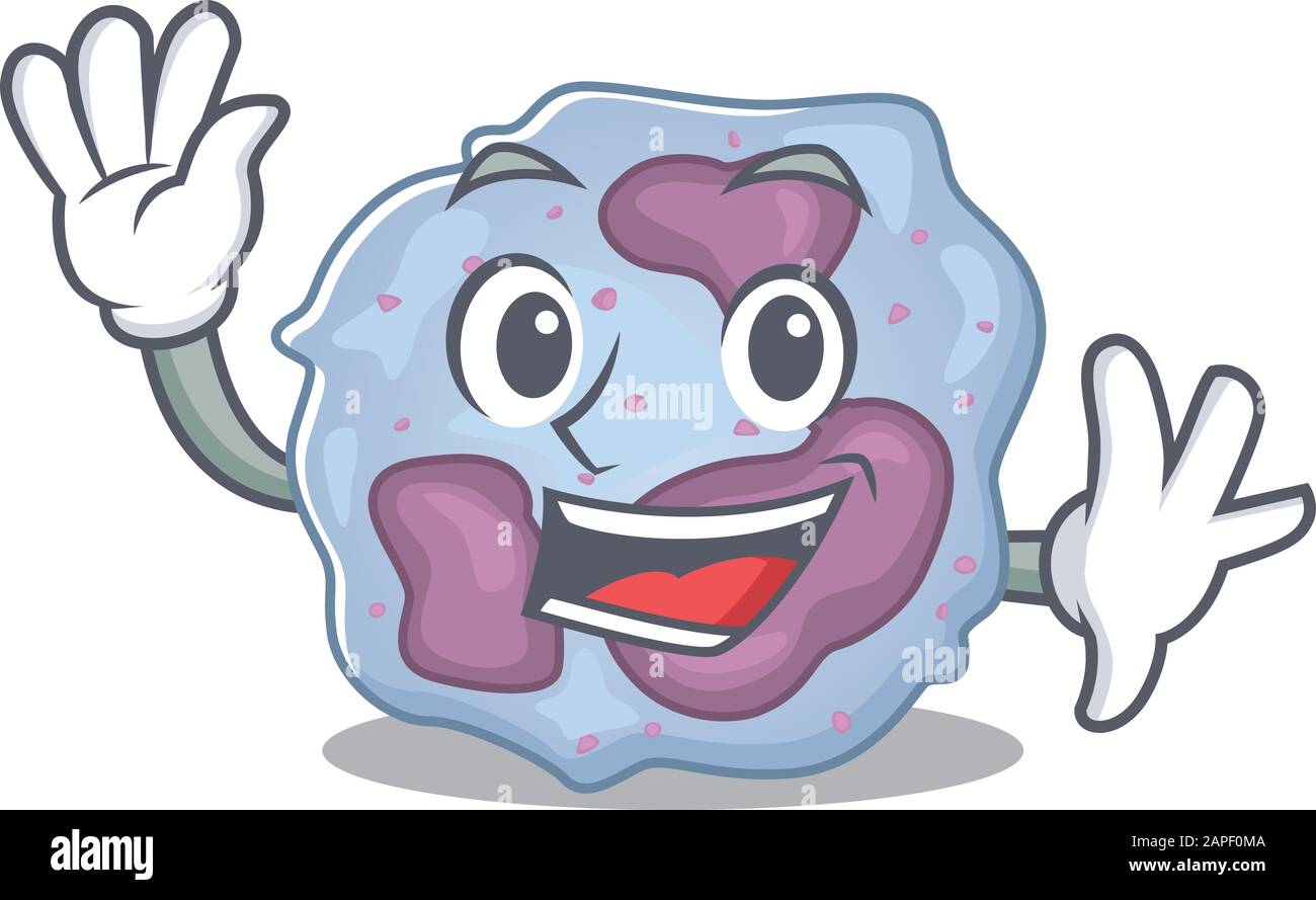 Waving friendly leukocyte cell cartoon character design Stock Vector ...