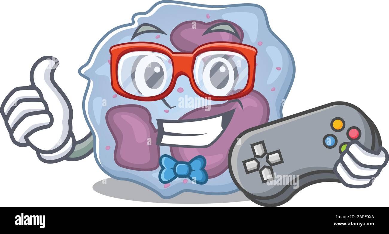 Smiley gamer leukocyte cell cartoon mascot style Stock Vector Image ...