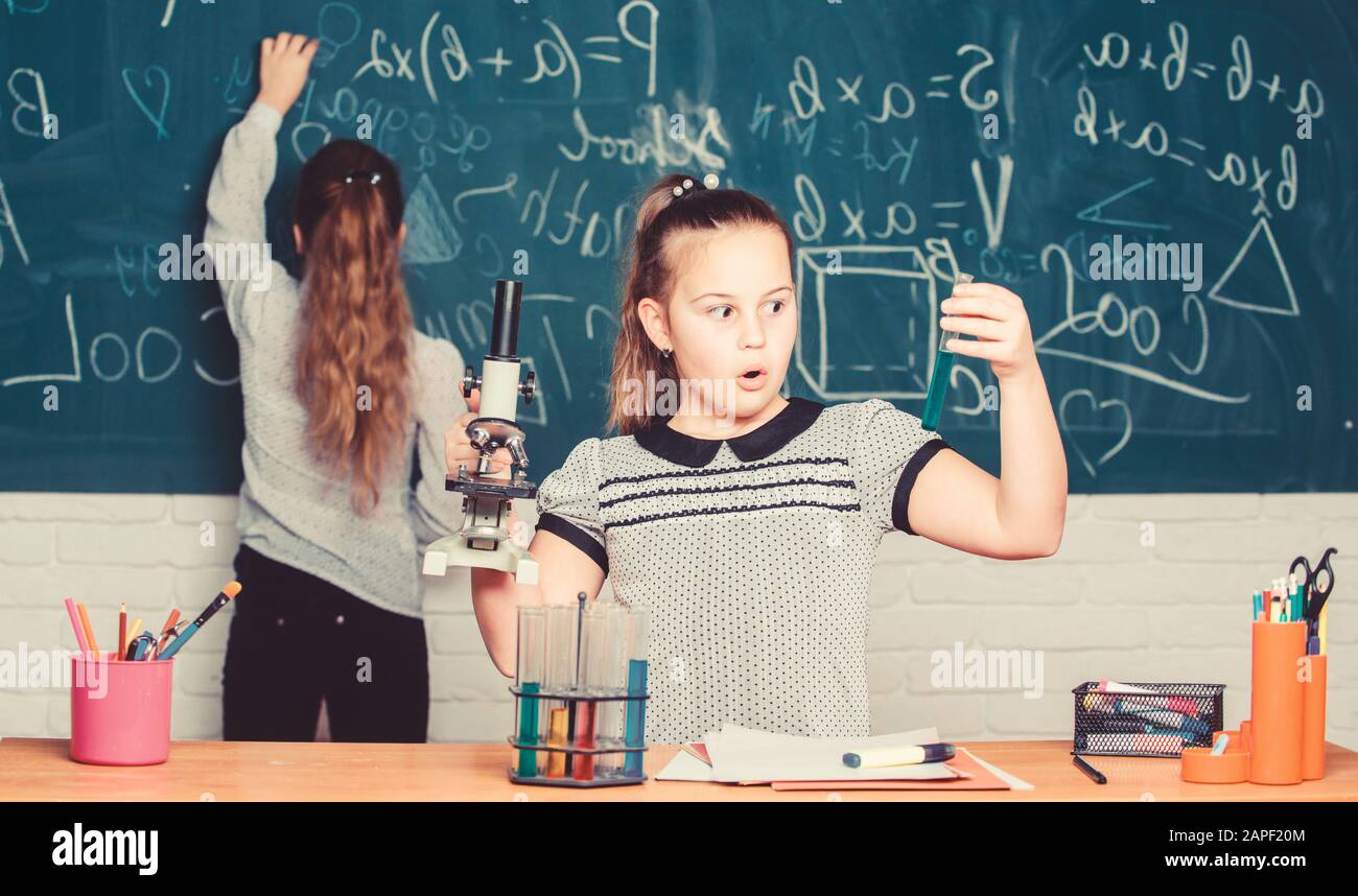 Biology lesson. Improving modern medicine. Chemistry research. Children ...