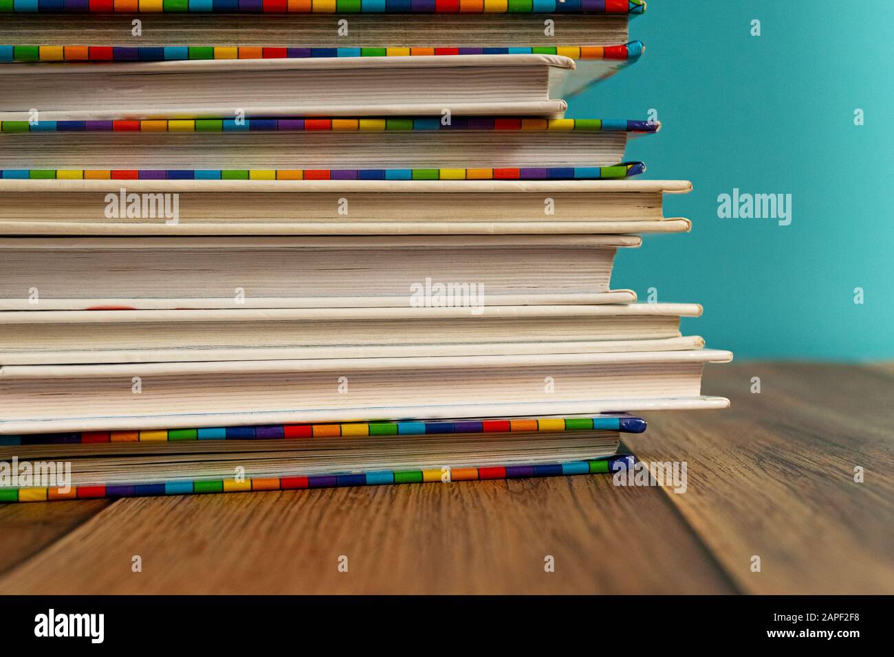 A stack of different bookmarks with bookmarks for pages. Book binding ...