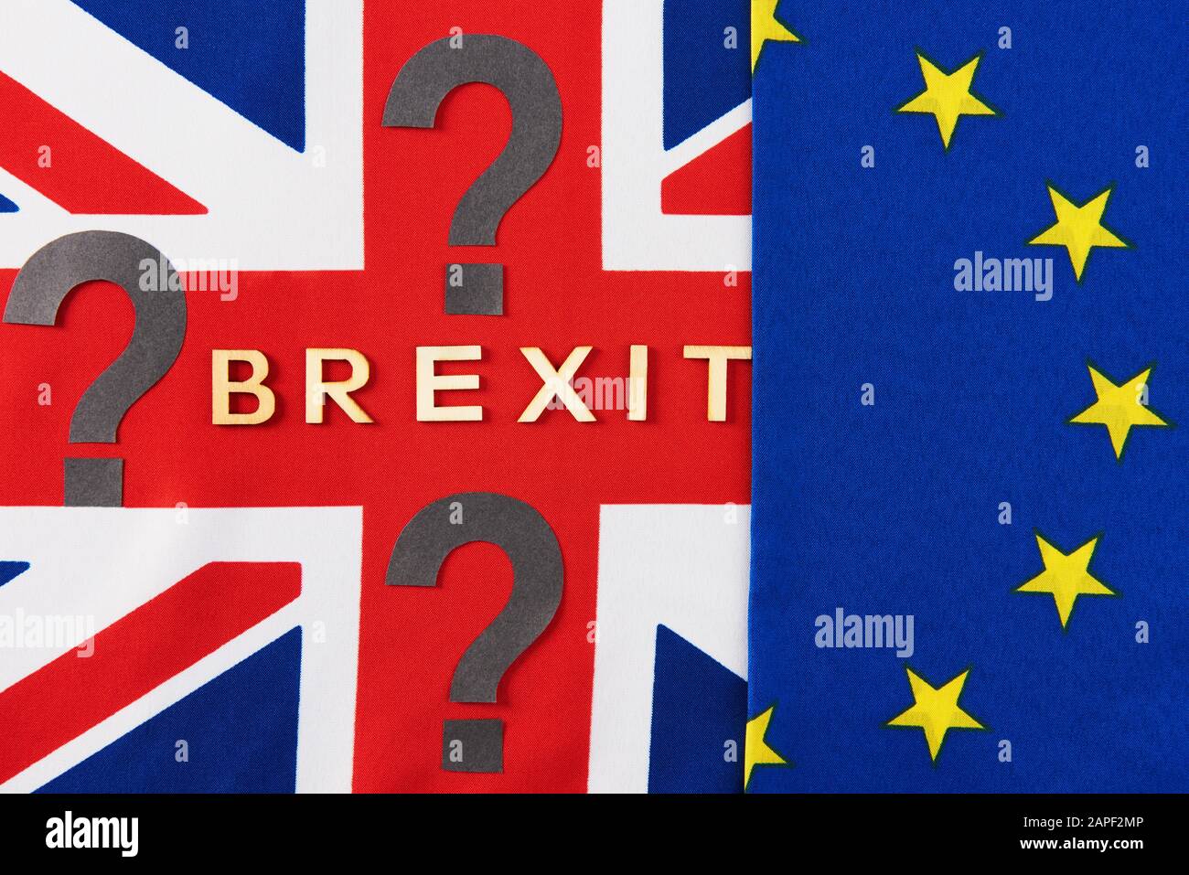 British and European union flags with question mark Stock Photo - Alamy