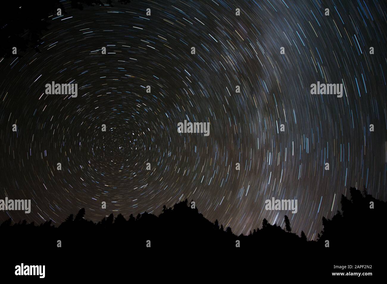 Stars leave behind long trails as the trace the earth's rotation in ...