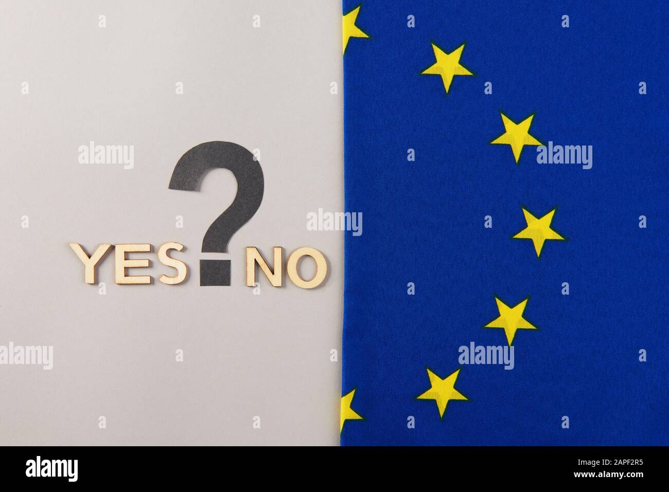 European Union flag with question mark Stock Photo - Alamy