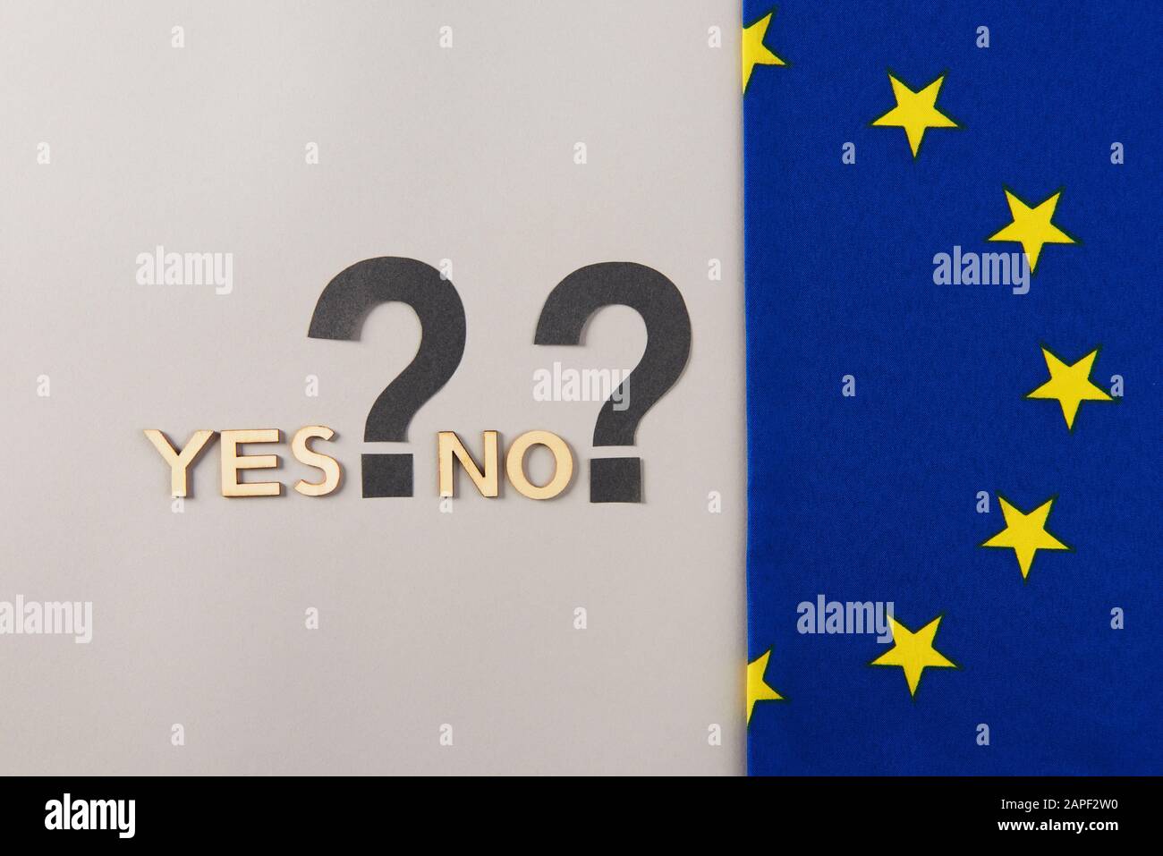 European Union flag with two question marks Stock Photo - Alamy