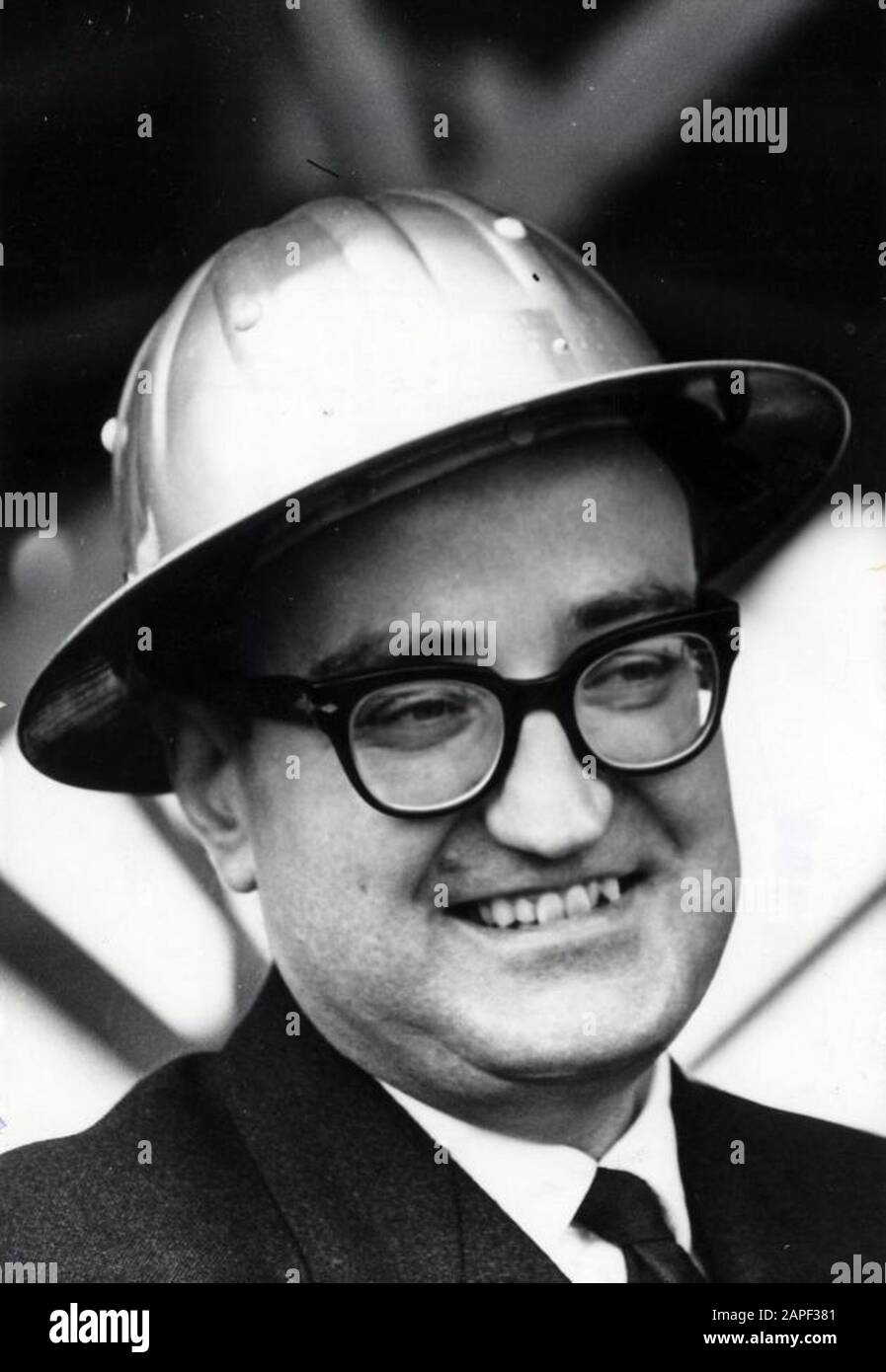 Bogaers, P.C.W.M. (KVP). Minister P.C.W.M. Bogaers, with safety helmet ...