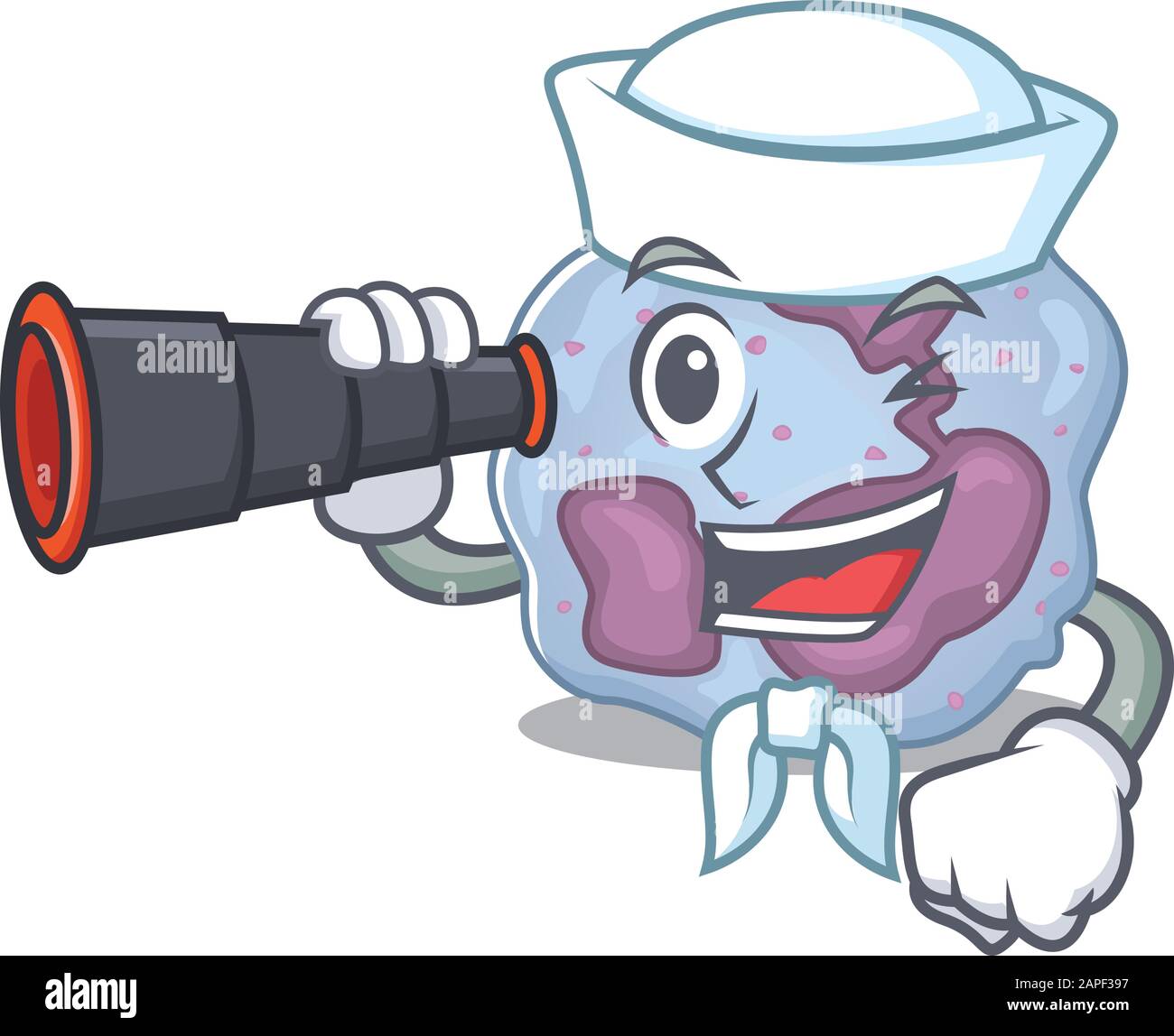 Leukocyte cell cartoon happy Sailor style with binocular Stock Vector ...