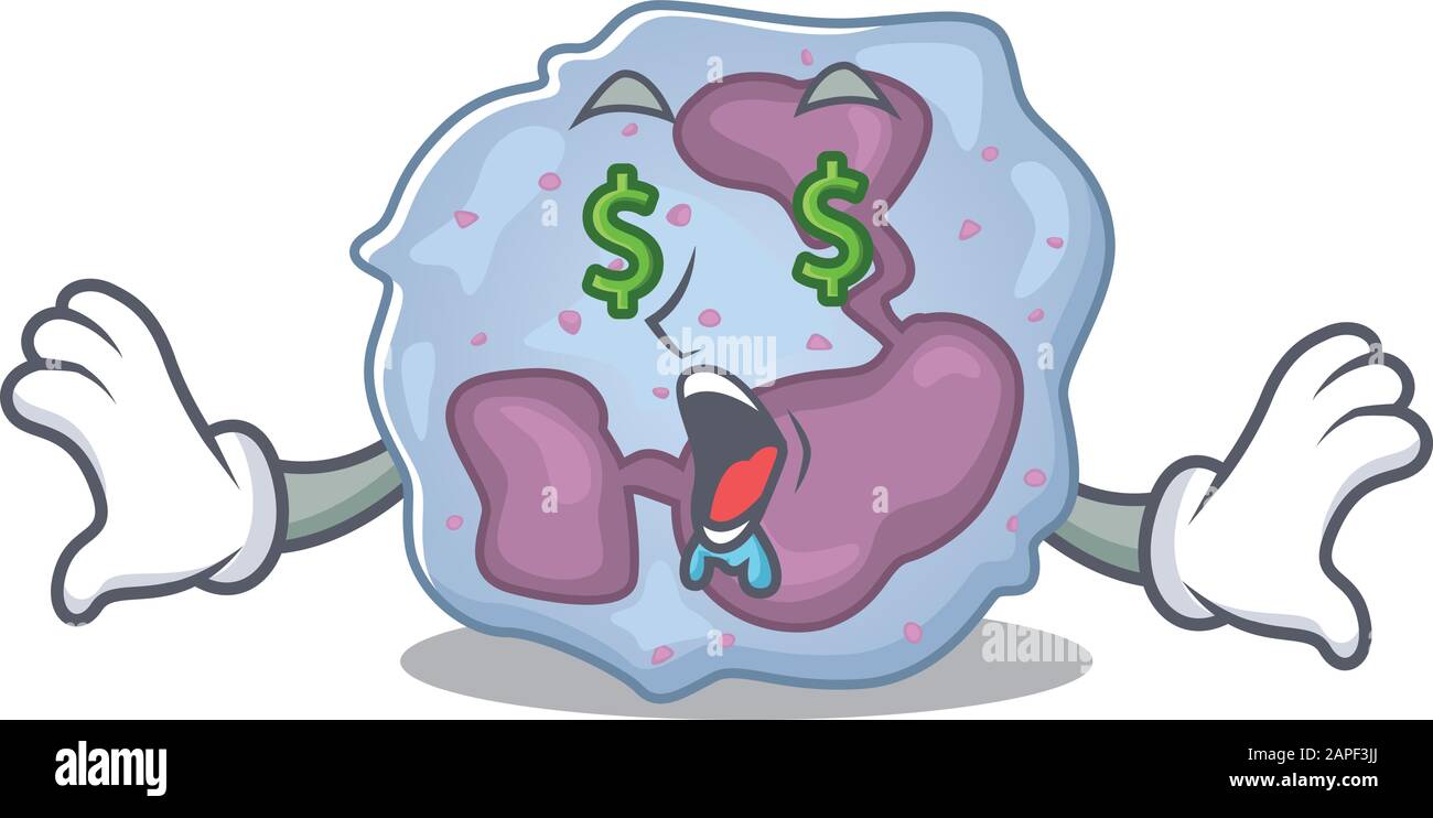 Happy rich leukocyte cell with Money eye cartoon character style Stock ...