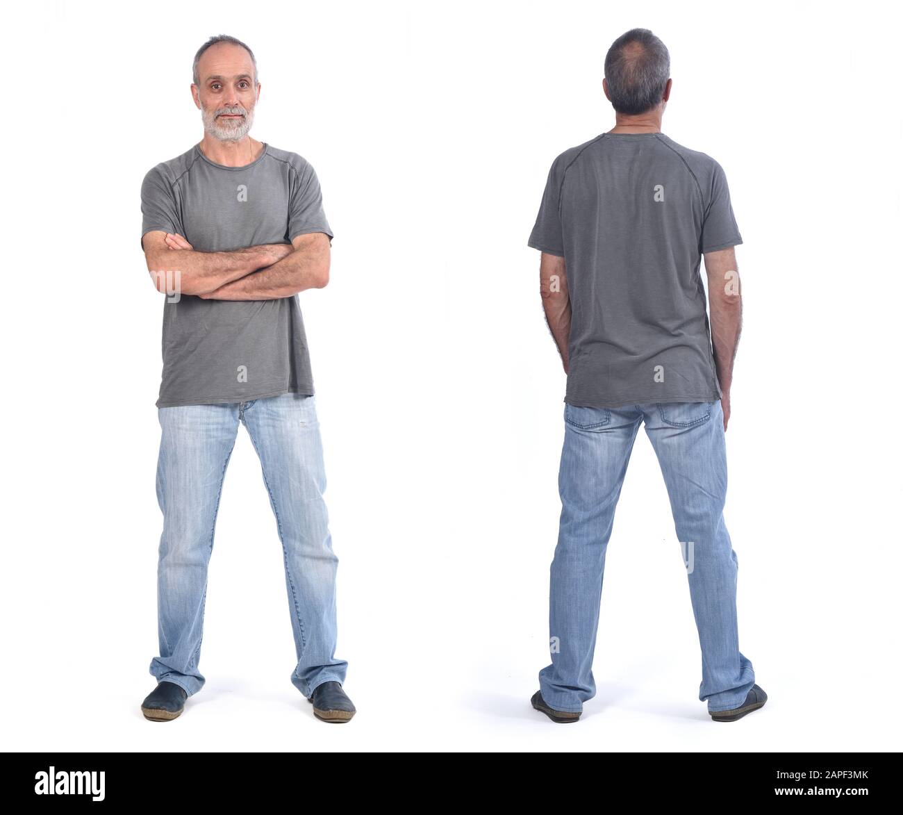 portrait of a man front and back on white background Stock Photo - Alamy