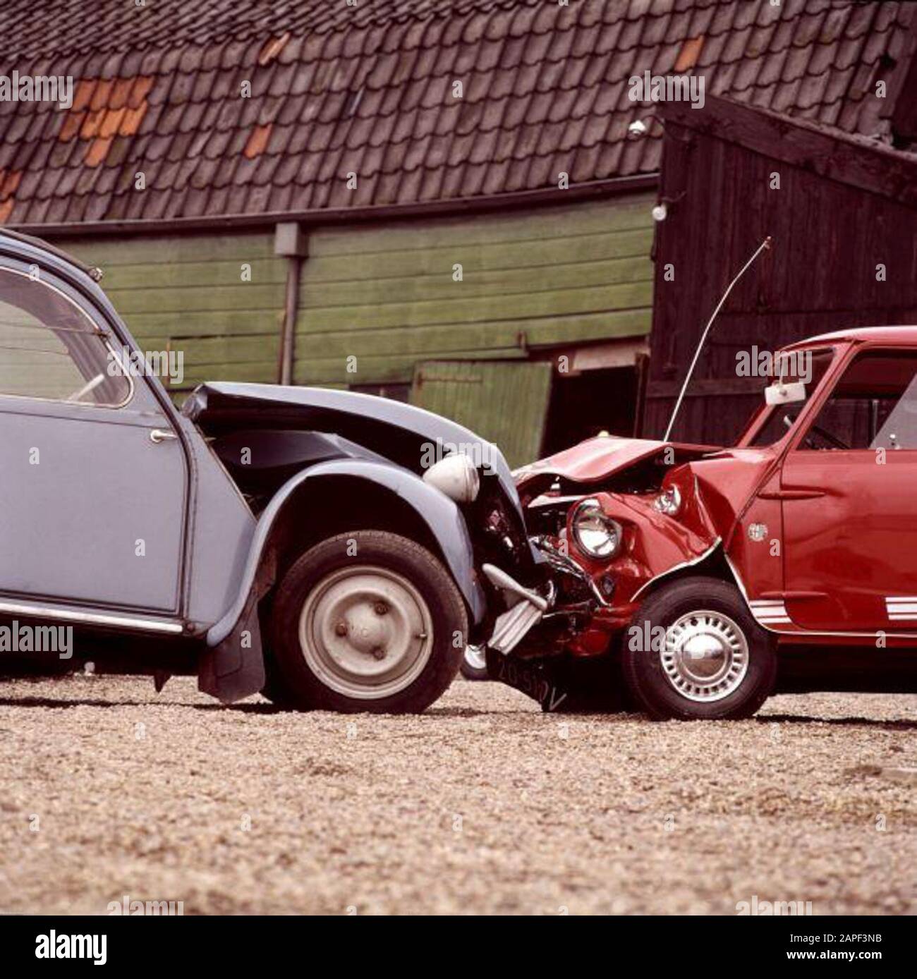 Collision between a Deux Chevaux (2CV, Ugly Duck) and Mini Cooper Stock ...