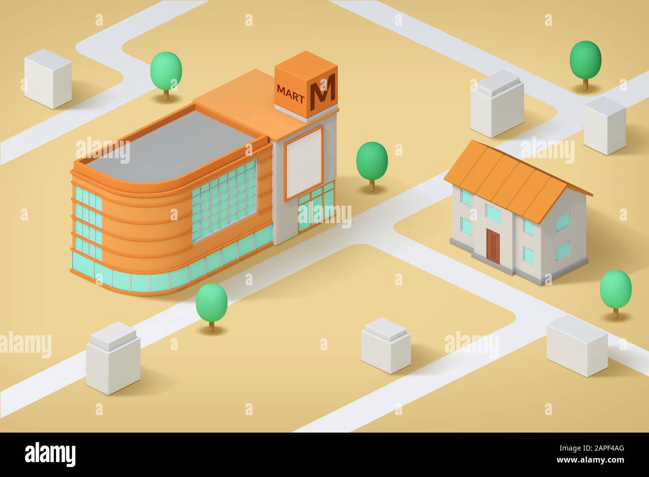 Real estate isometric concept with 3d city district and houses 008 ...