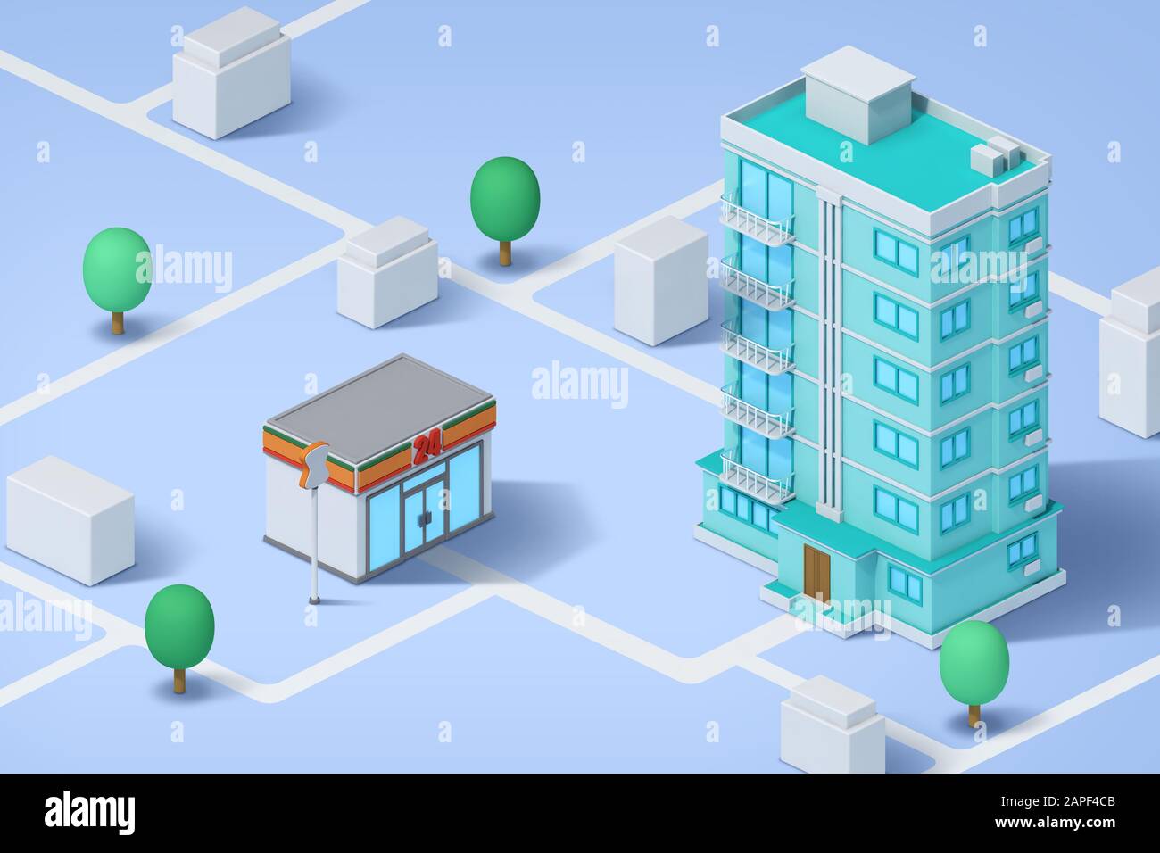 Real estate isometric concept with 3d city district and houses 002 ...