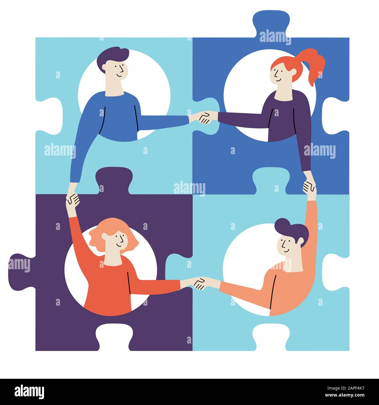 Business concept. Team metaphor. people connecting puzzle elements ...