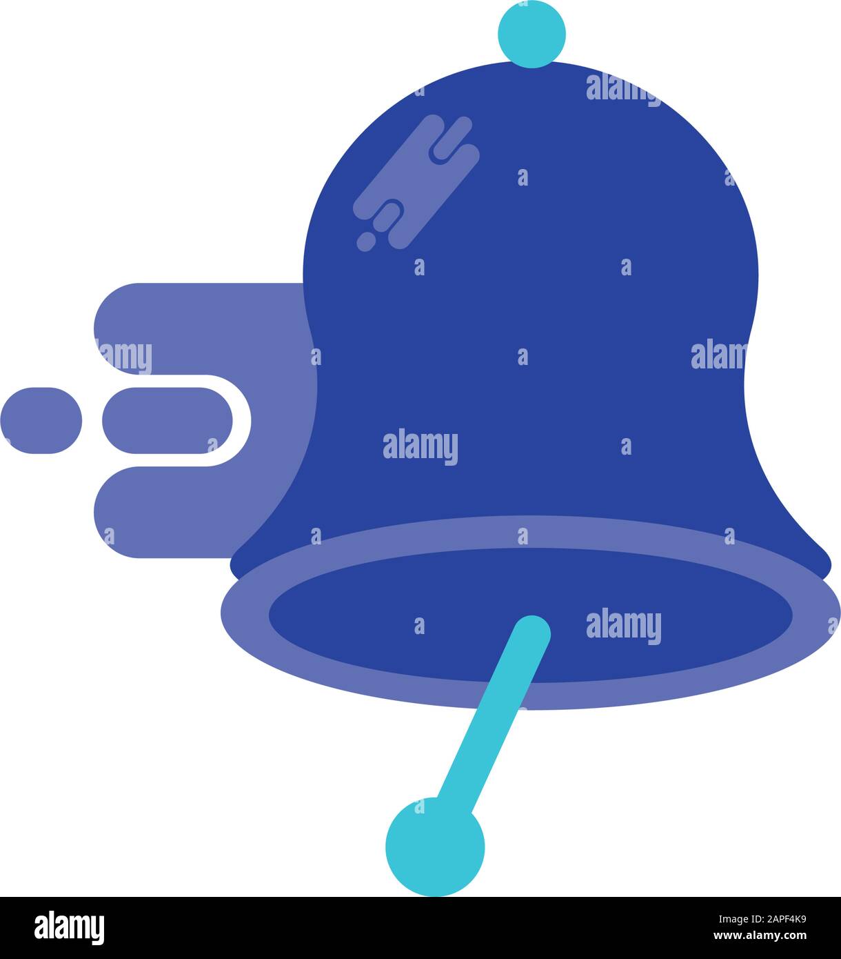 Blue bell icon design, Ring alert alarm call jingle handbell object ...
