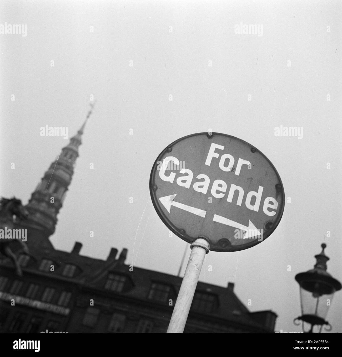 Visit to Copenhagen Description: Pedestrian sign Date: March 1954 ...