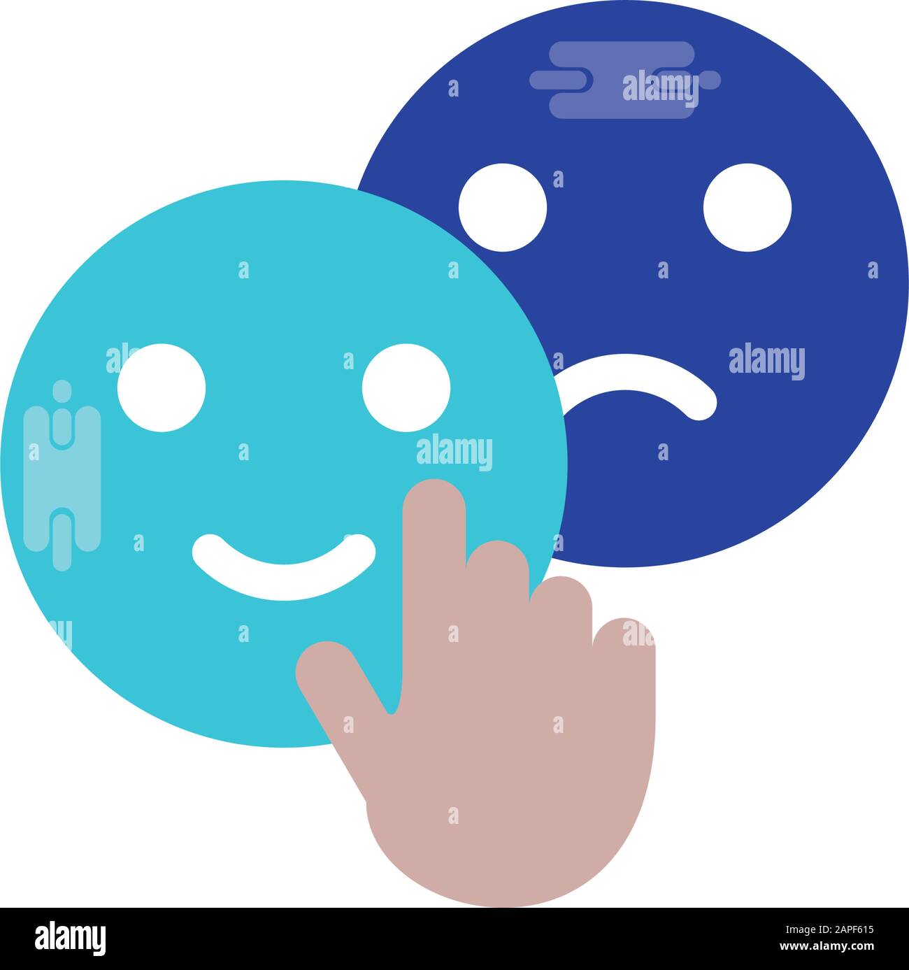 Happy and sad face with cursor hand design, Social media multimedia ...