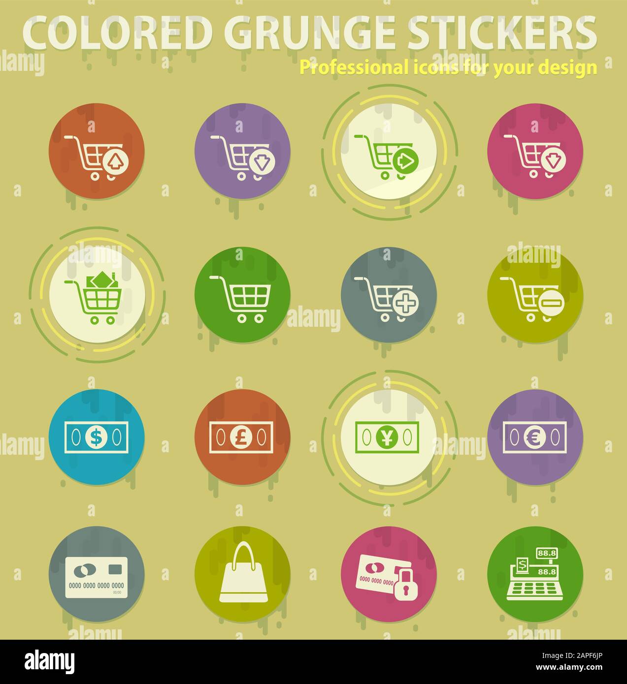 e-commerce colored grunge icons Stock Vector Image & Art - Alamy