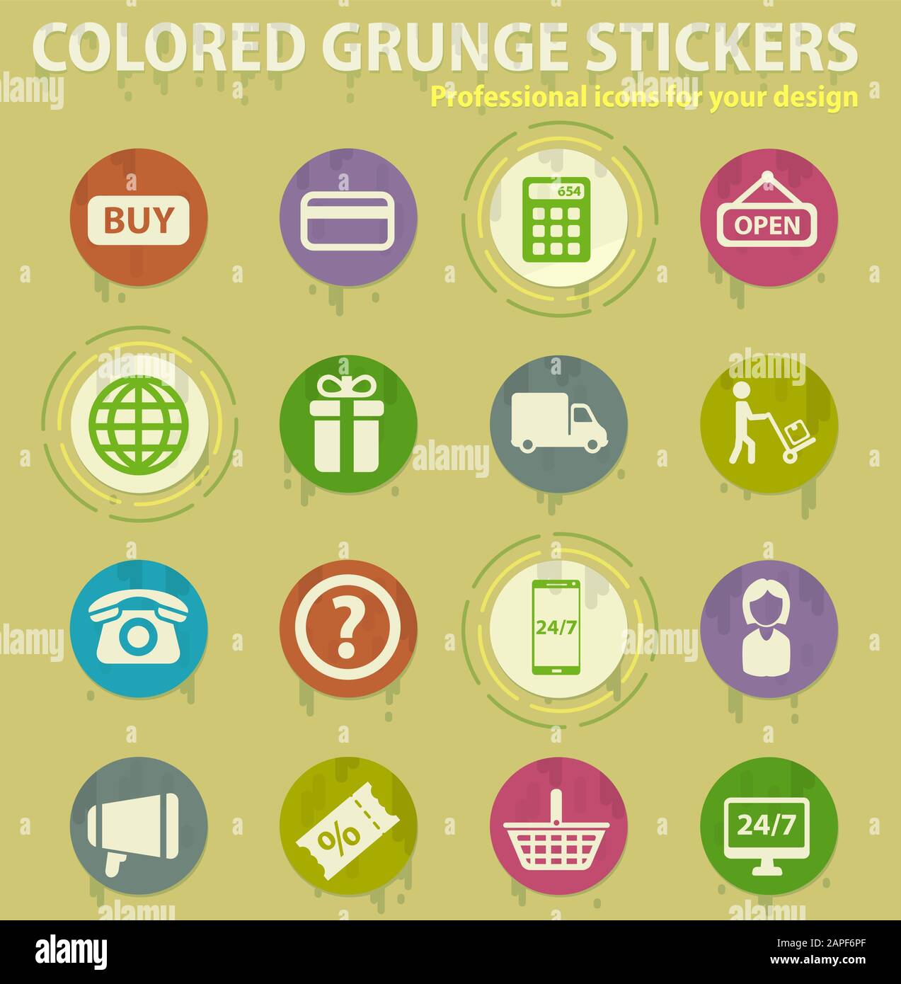 e-commerce colored grunge icons Stock Vector Image & Art - Alamy
