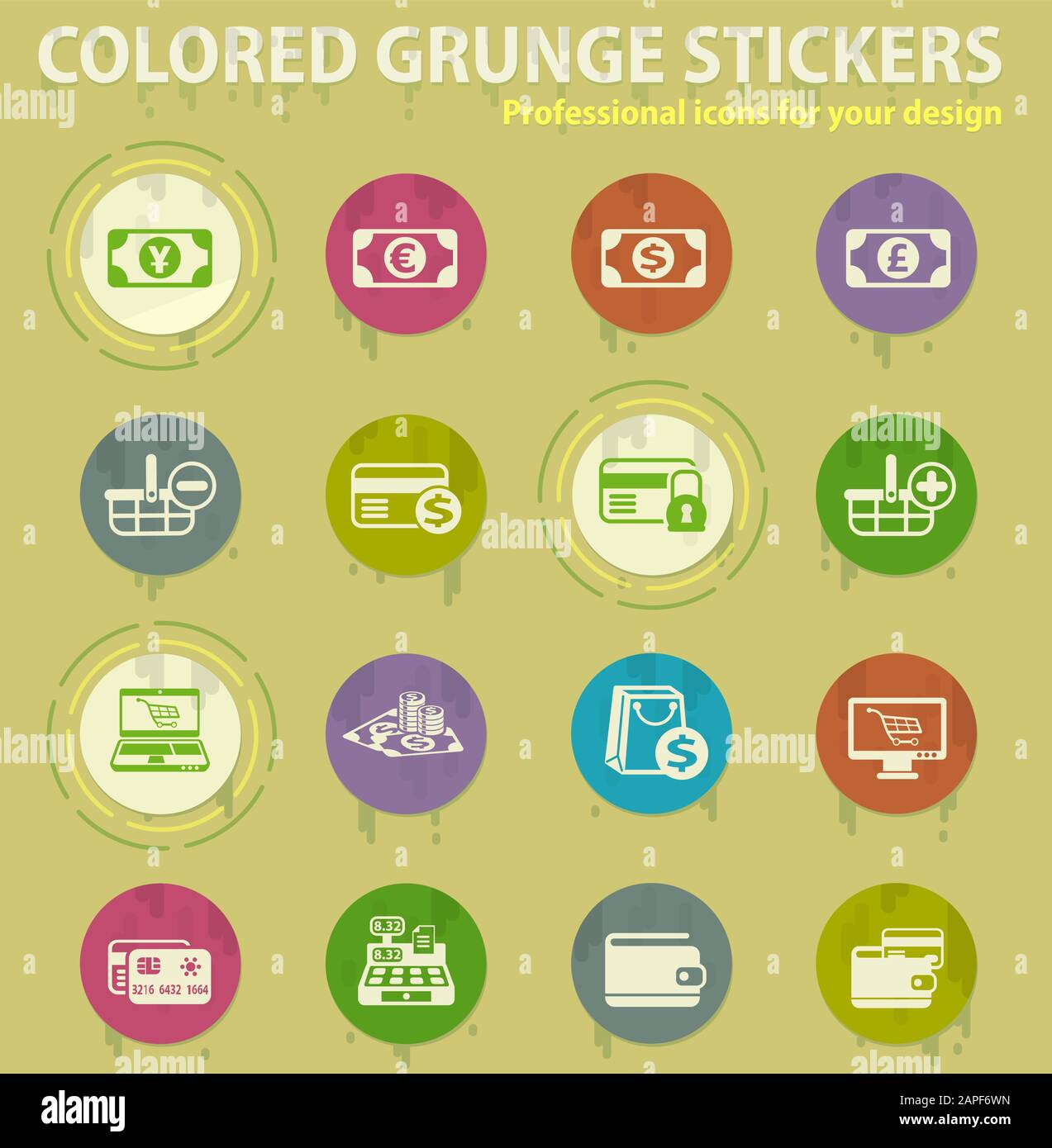 e-commerce colored grunge icons Stock Vector Image & Art - Alamy