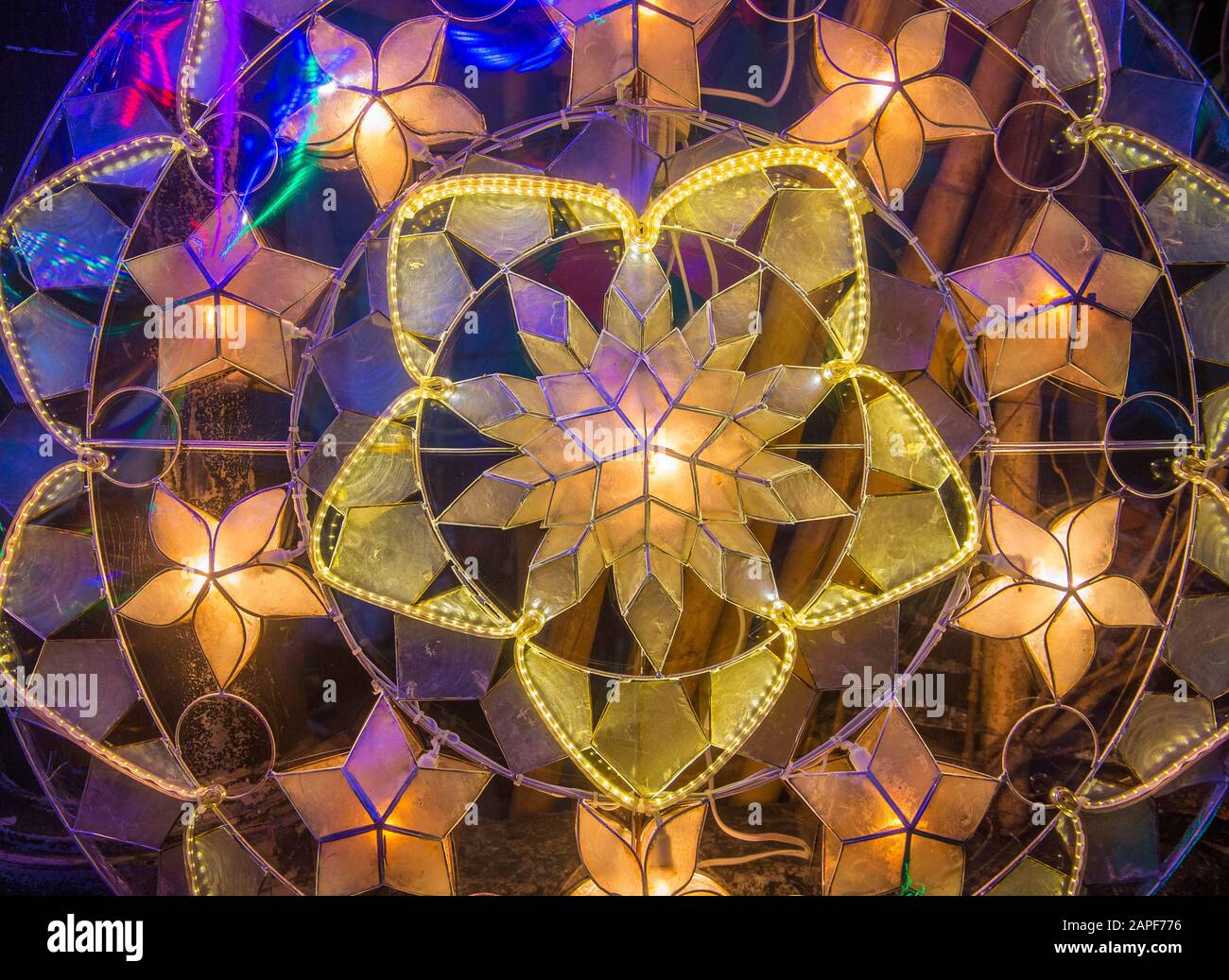 Colorful lanterns in a Christmas market in Las Pinas city , Manila the ...