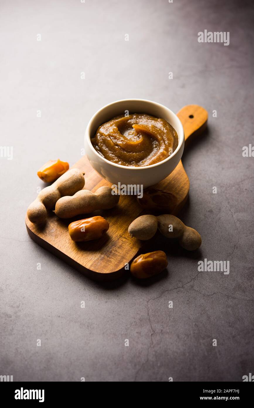 Dates Tamarind Chutney - Khajoor crushed to paste and mixed with Imli ...