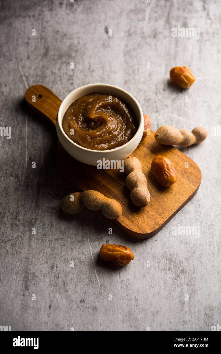 Dates Tamarind Chutney - Khajoor crushed to paste and mixed with Imli ...