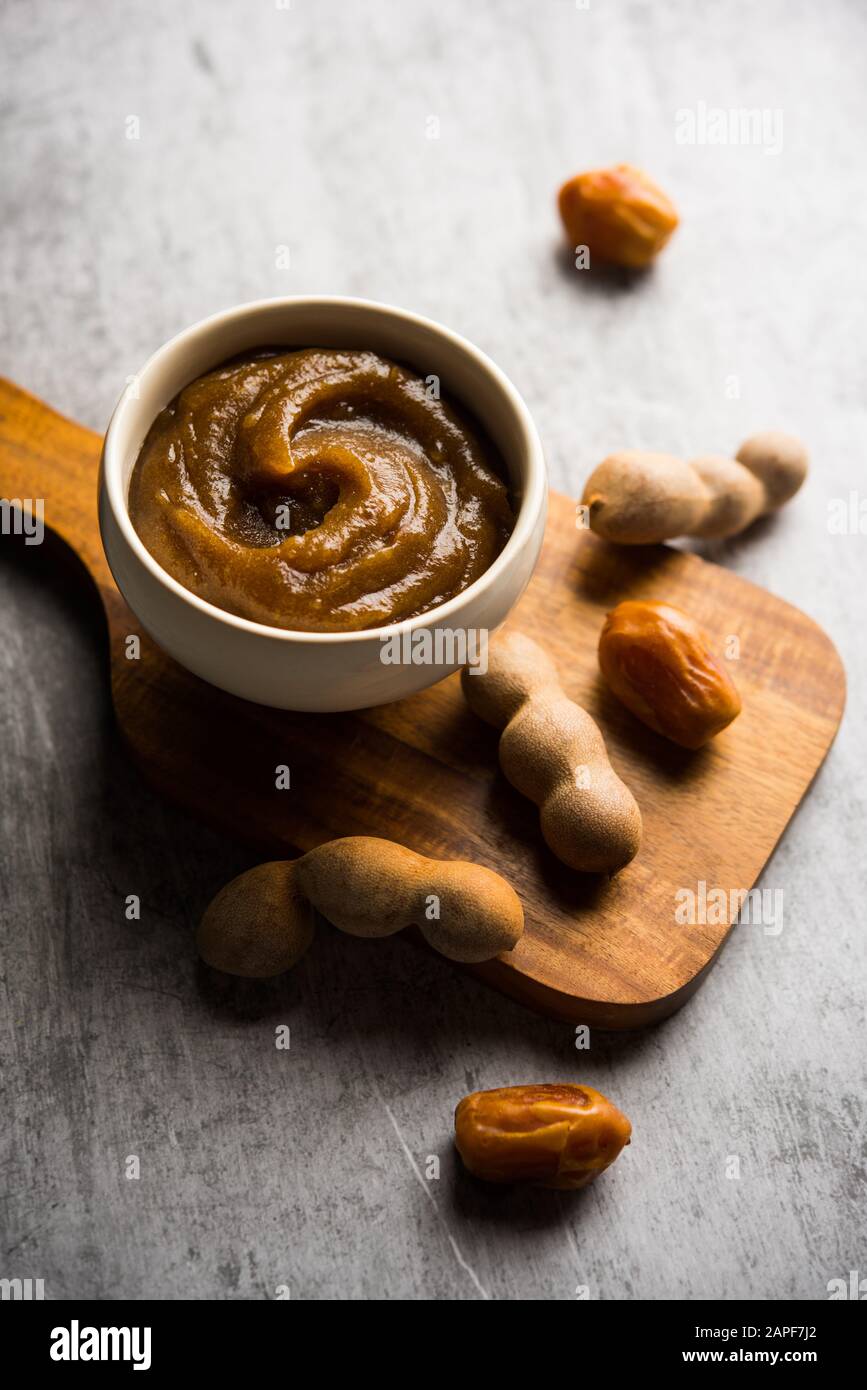 Dates Tamarind Chutney - Khajoor crushed to paste and mixed with Imli ...