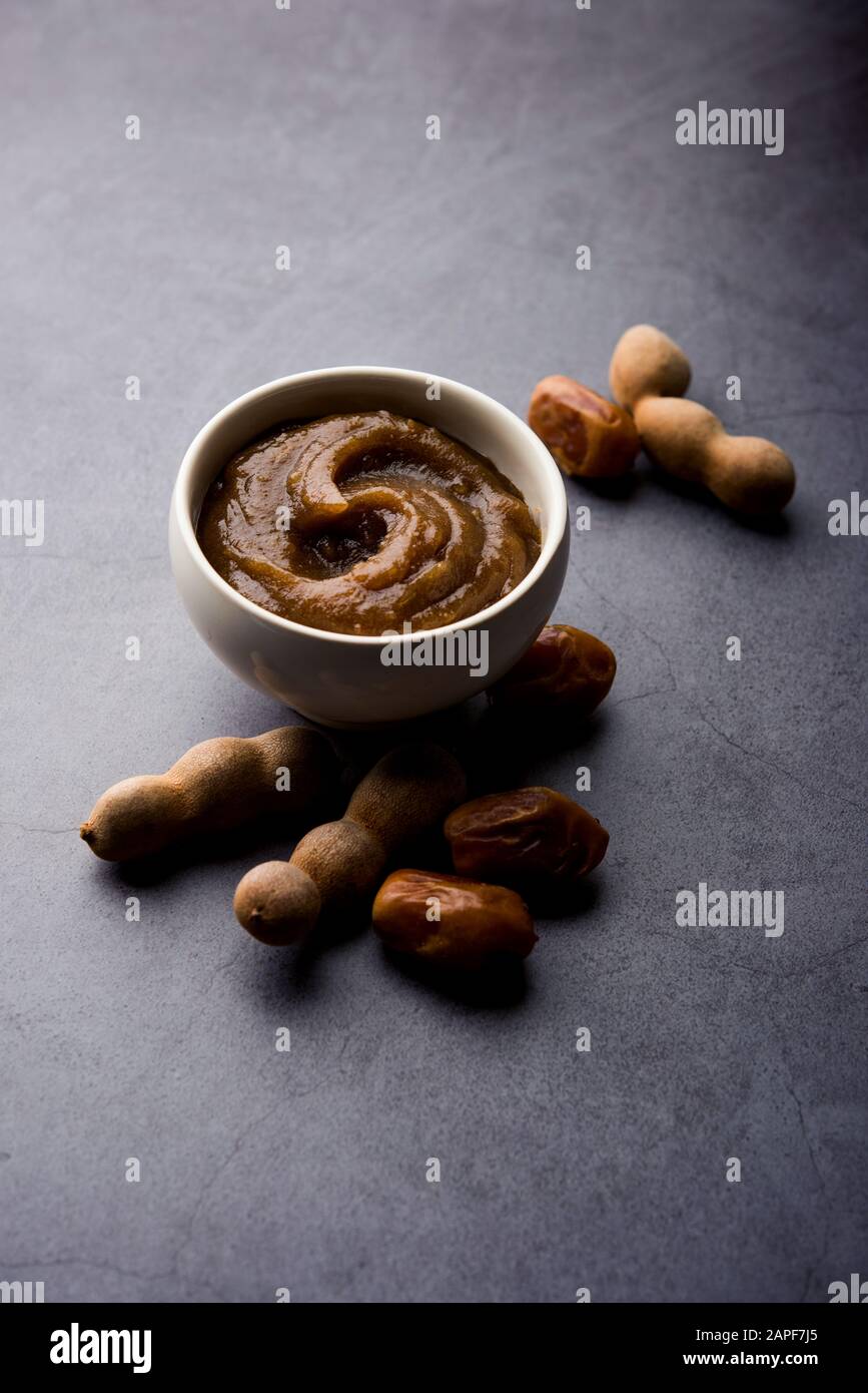 Dates Tamarind Chutney - Khajoor crushed to paste and mixed with Imli ...