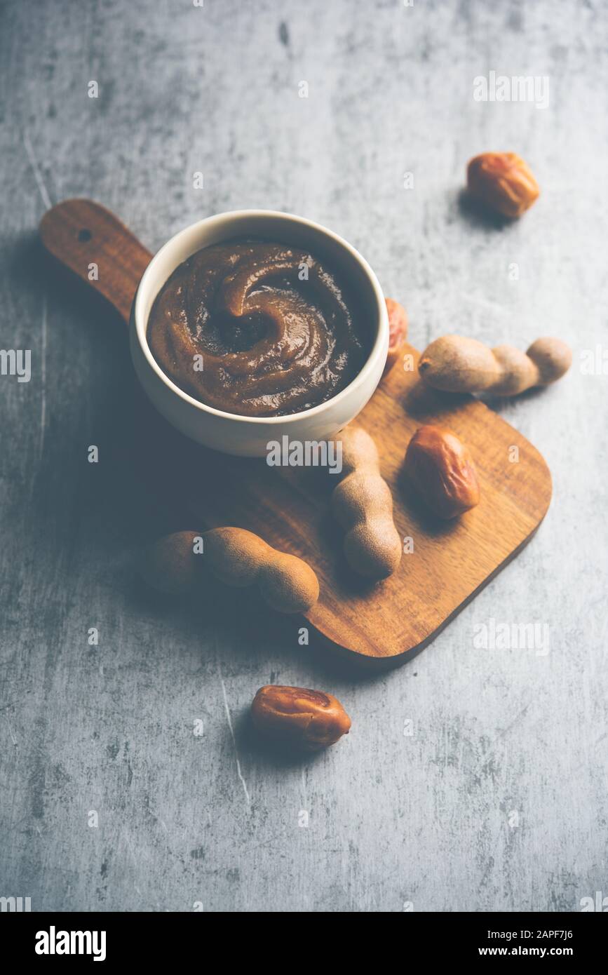 Dates Tamarind Chutney - Khajoor crushed to paste and mixed with Imli ...