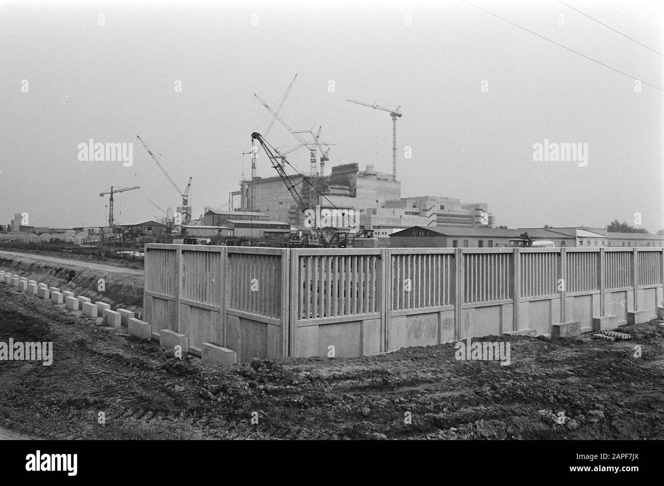 Construction wall around Kalkar nuclear power plant; the plant with the ...