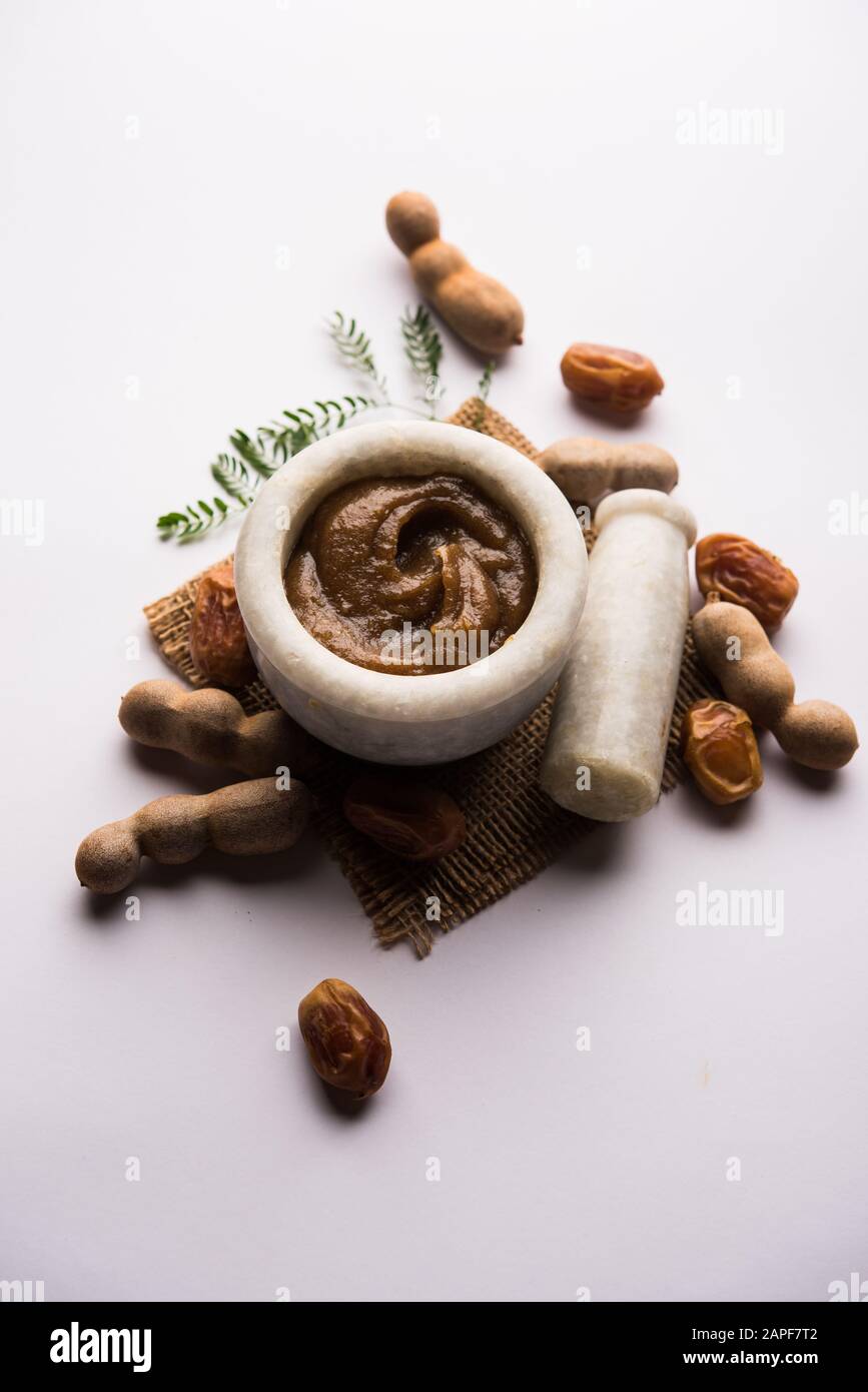 Dates Tamarind Chutney - Khajoor crushed to paste and mixed with Imli ...