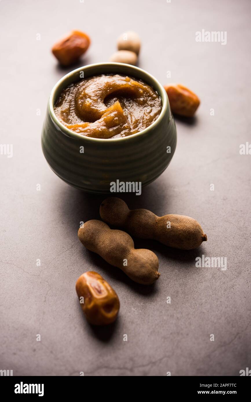 Dates Tamarind Chutney - Khajoor crushed to paste and mixed with Imli ...