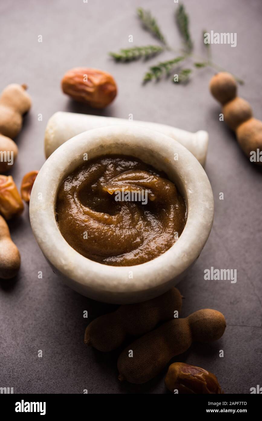 Dates Tamarind Chutney - Khajoor crushed to paste and mixed with Imli ...