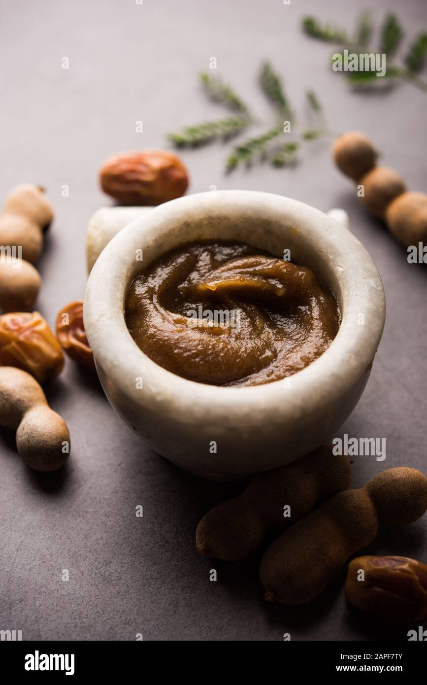 Dates Tamarind Chutney - Khajoor crushed to paste and mixed with Imli ...