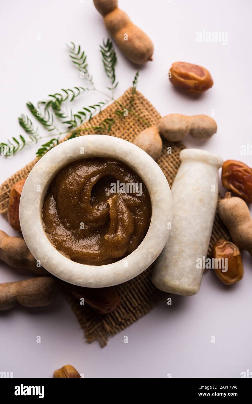 Dates Tamarind Chutney - Khajoor crushed to paste and mixed with Imli ...